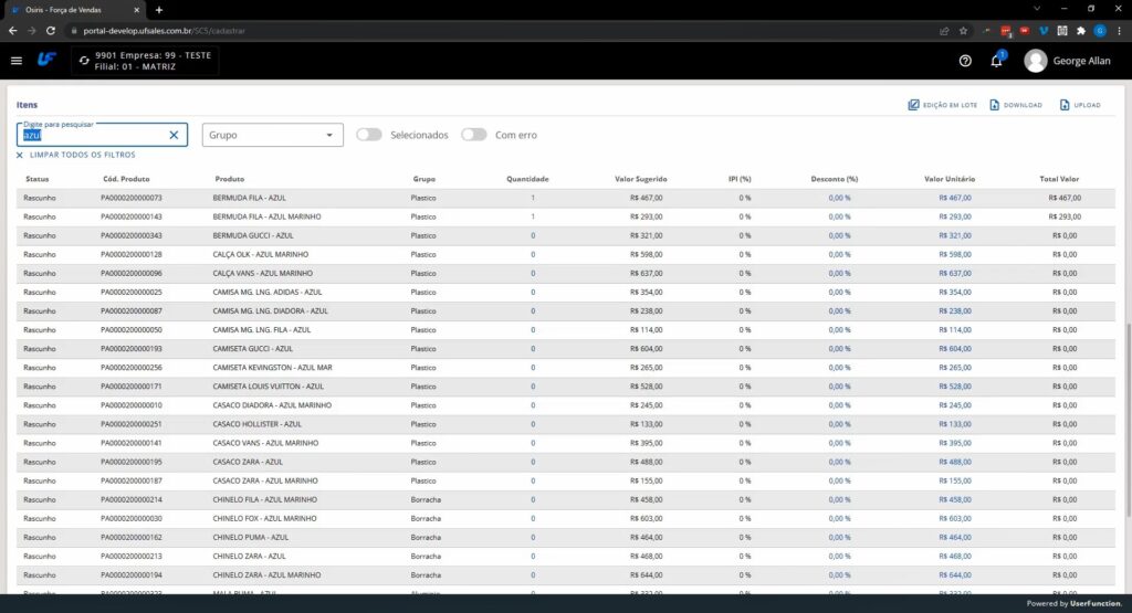 Portal de Vendas integrado ao Protheus - User Function